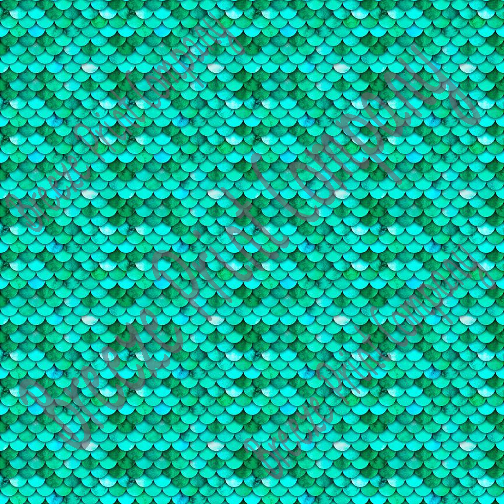 Teal and green mermaid scales print craft vinyl sheet - HTV - Adhesive ...