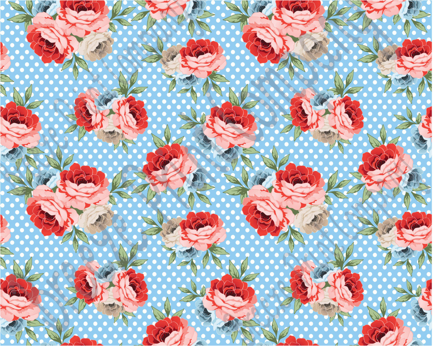 Floral light blue craft vinyl - HTV - Adhesive Vinyl - flower and polk ...